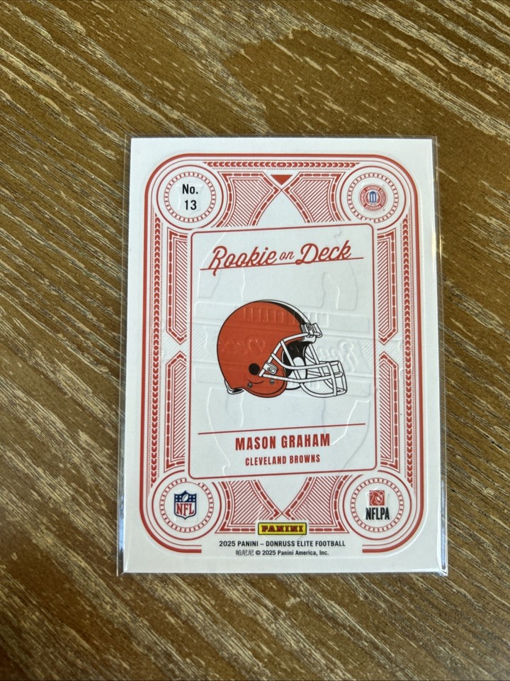 2024 Panini Elite Mason Graham Rookie on Deck /799 – Cleveland Browns ...