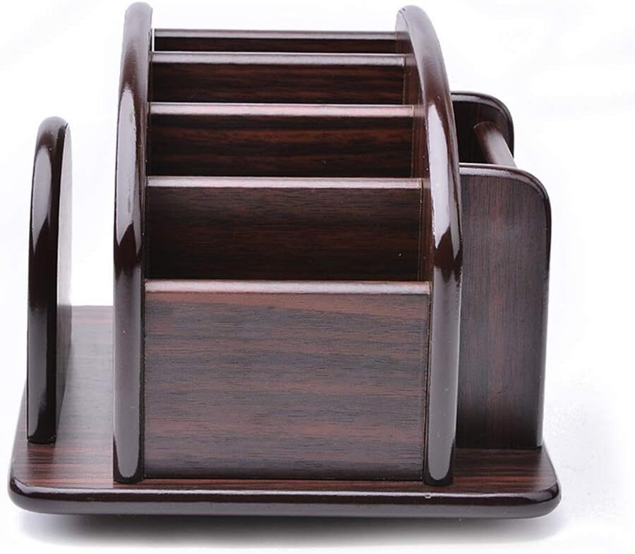 Revolving Caddy Remote Control Organizer Wooden Storage Holder Box TV ...