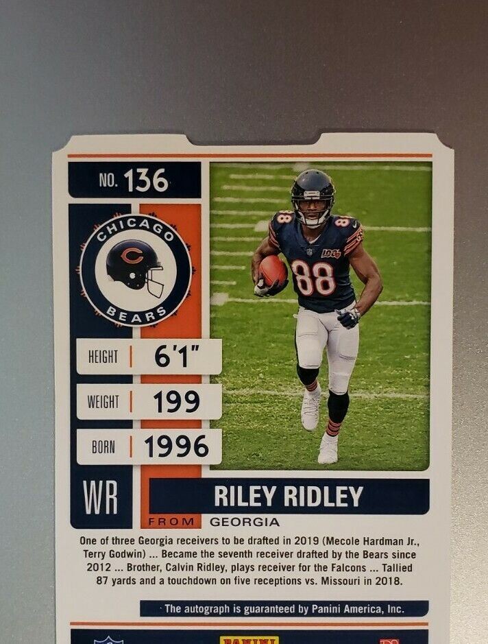 2019 Panini Contenders Rookie Ticket Riley Ridley Auto /88 Chicago ...
