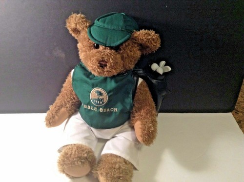 Pebble Beach Plush Fluffy Bear Caddy With Golf Clubs 16 in Tall Stuffed ...