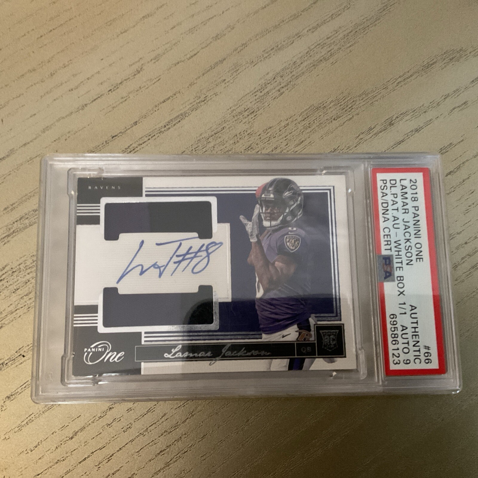 2018 Panini One - Rookie Patch Autograph - Lamar Jackson 1/1 Psa auto 9 ...