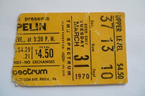 LED ZEPPELIN Original__1970__CONCERT TICKET STUB__Spectrum ...