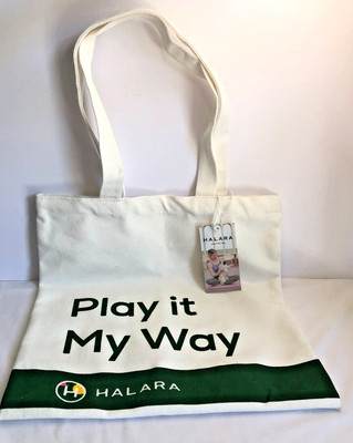 NEW Halara Activewear Canvas Tote Gym Bag White Green Logo Play It My ...