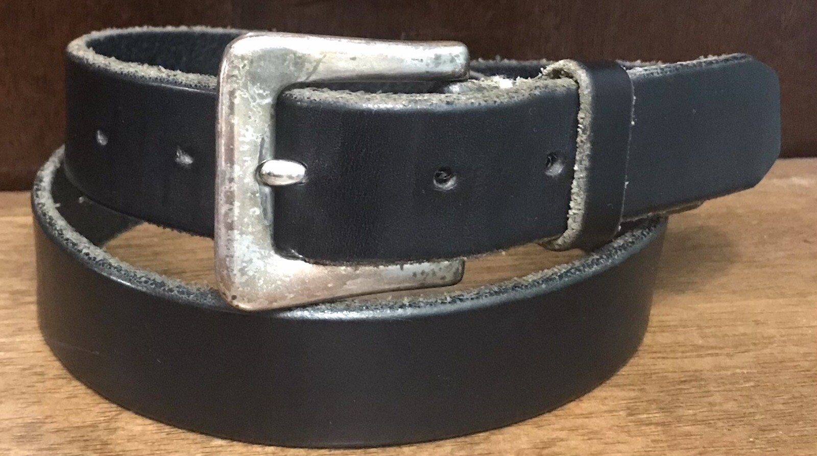 GAP Black Italian Leather Belt Women's Size 32 1-1/4”Wide Patina Buckle ...