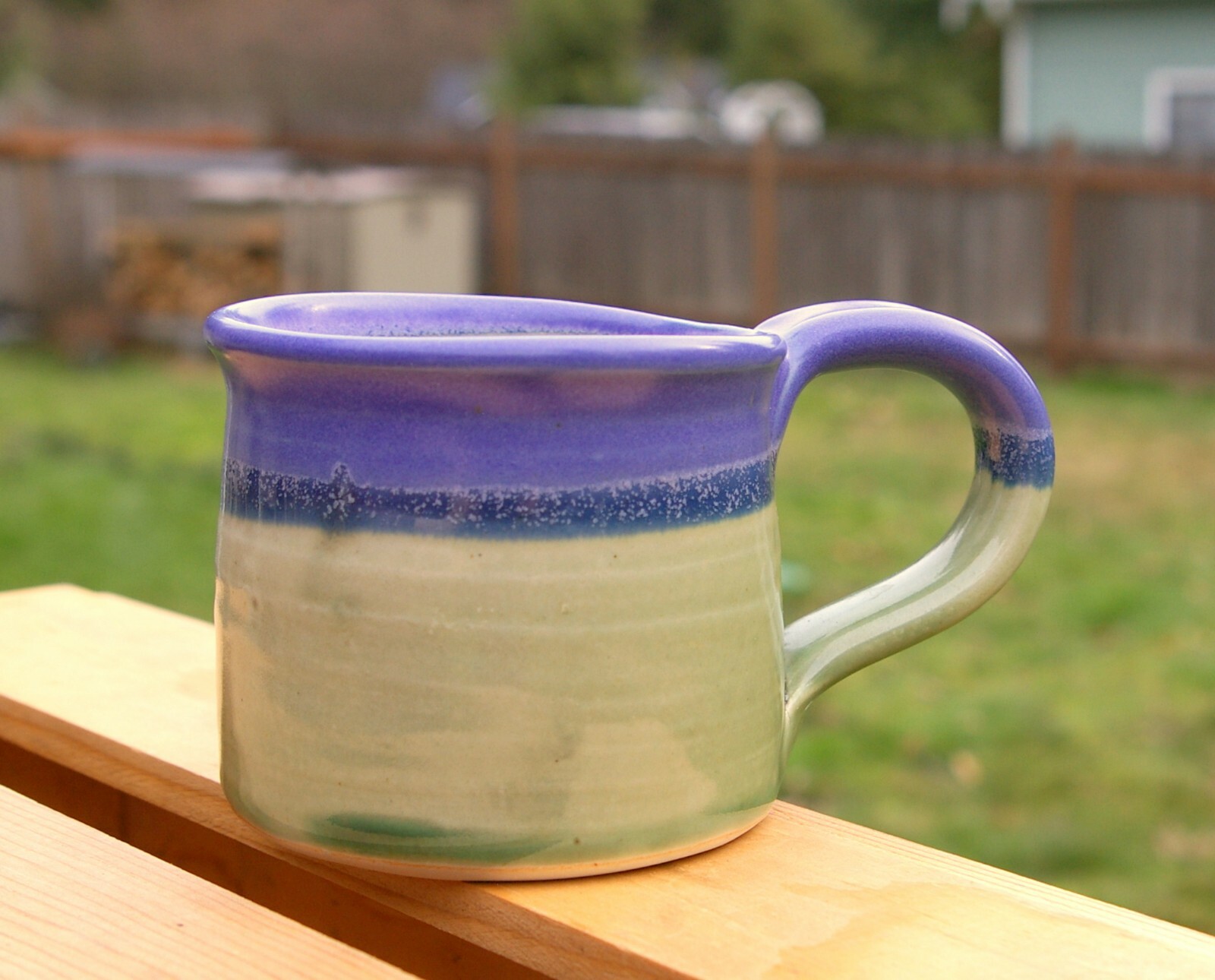 Hand Spun Purple Dipped Pottery Coffee Mug 2 1/4" Tall Signed by Artist ...