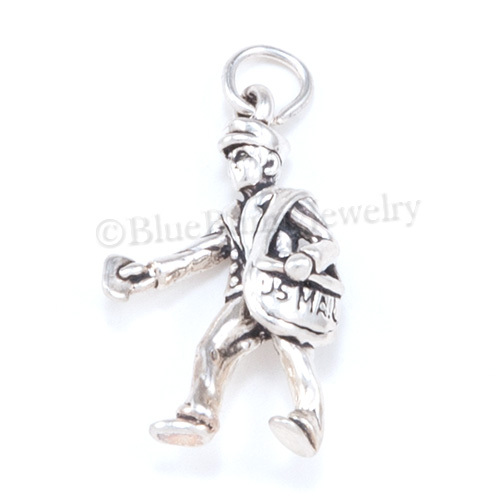 3D POST MAN MAIL US MAILMAN Charm Pendant Solid .925 Sterling Silver ...
