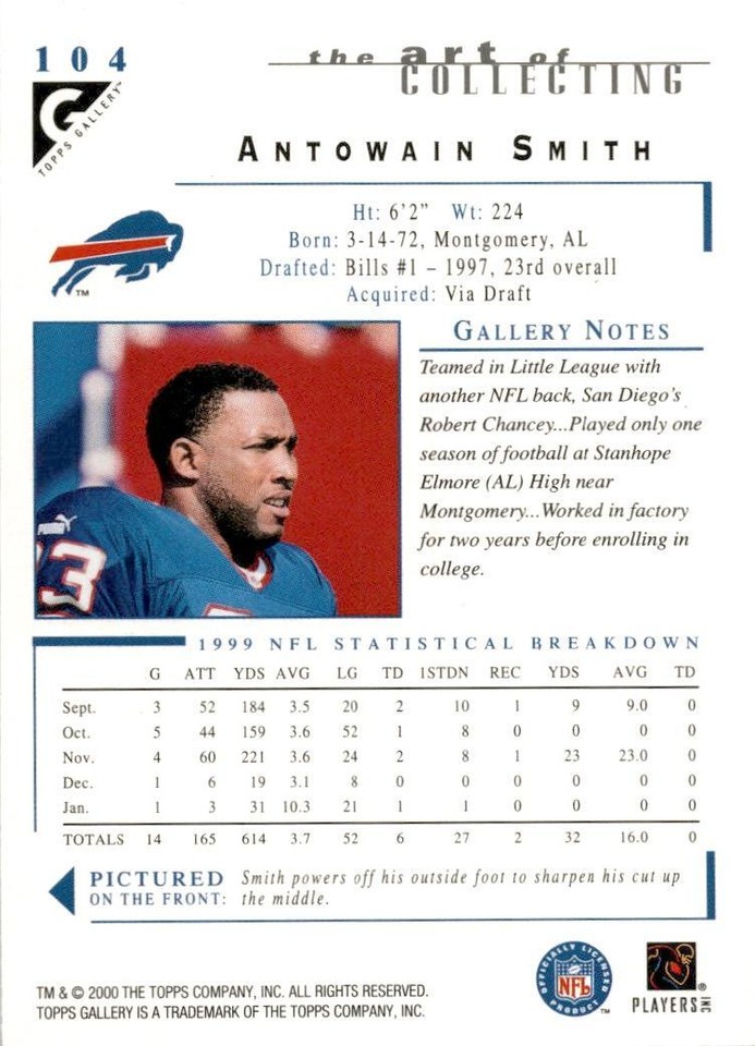 2000 Topps Gallery #104 Antowain Smith | eBay