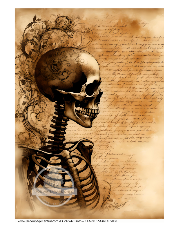 Parchment Skeleton | A3 16.5 x 11.7" | Halloween Rice Paper | Decoupage ...