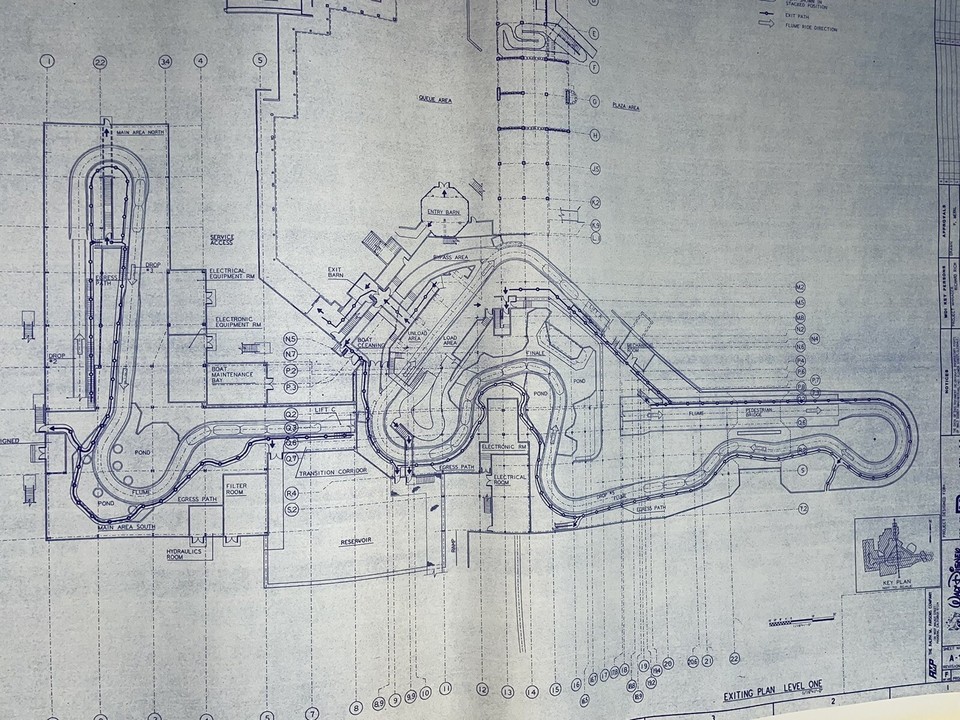 Original Disney World Splash Mountain Blueprints Exiting Plan Level 1-3 ...