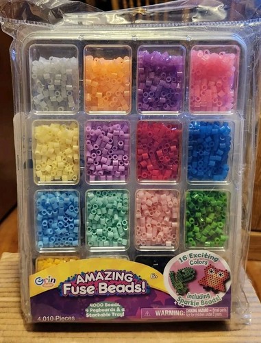 Grin Studios Amazing Fuse Beads Craft Kit Melty Fusion Colored Beads 16 Colors 840023707841| eBay