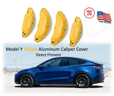 For Tesla Model Y Brake Caliper Covers Front & Rear Yellow Aluminum 20 ...