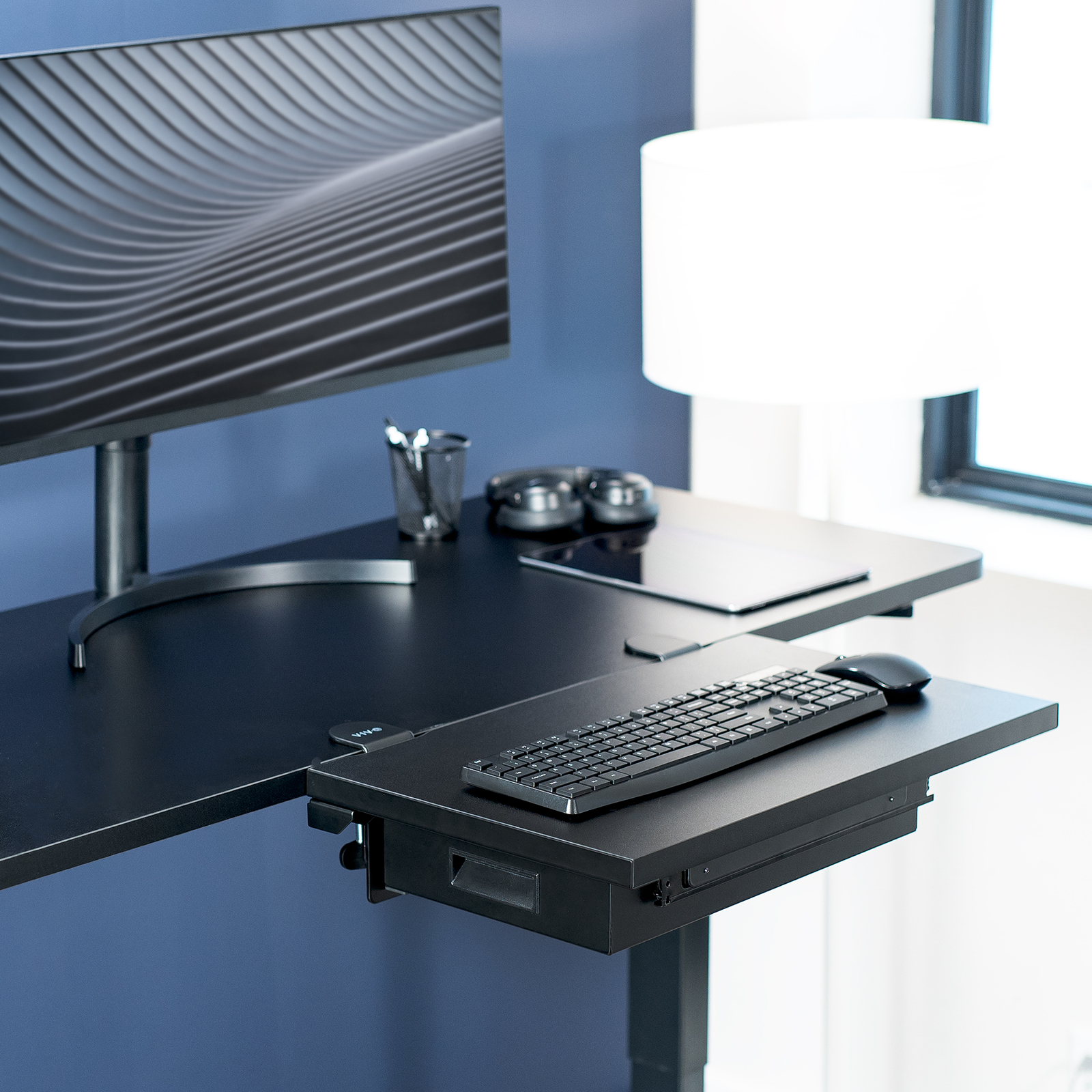 VIVO Black Premium Clamp-on 24" x 14" Desk Extension with Storage ...