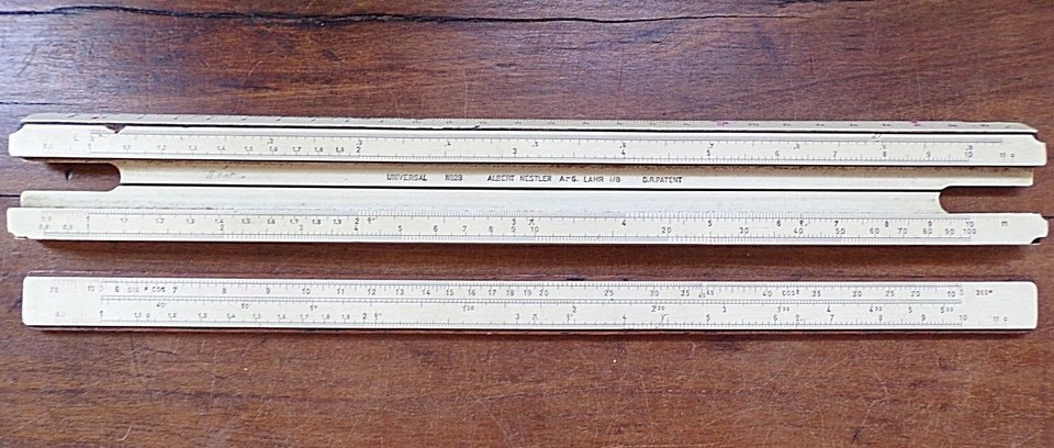 Vintage ~ Albert Nestler ~ Slide Rule ~ No. 28 ~ Celluloid on Wood ...