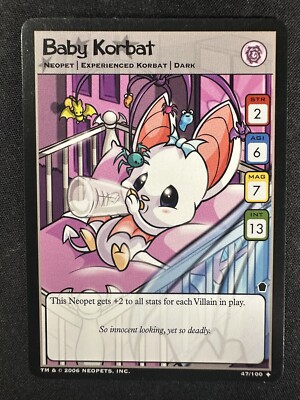 Neopets Baby Korbat 47/100 The Haunted Woods Neopet Uncommon | eBay