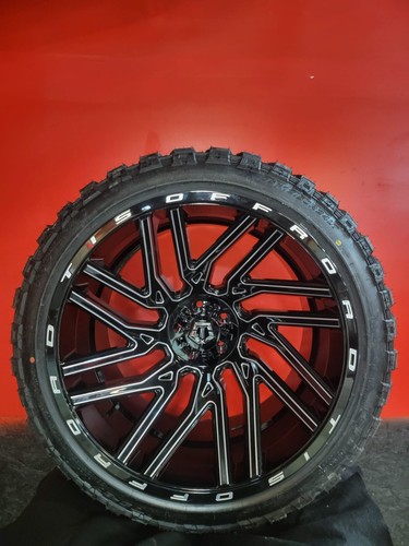 4 New- 24 Inch TIS 554MB Black Milled Wheels 24x14 33x12.50R24 Ford ...