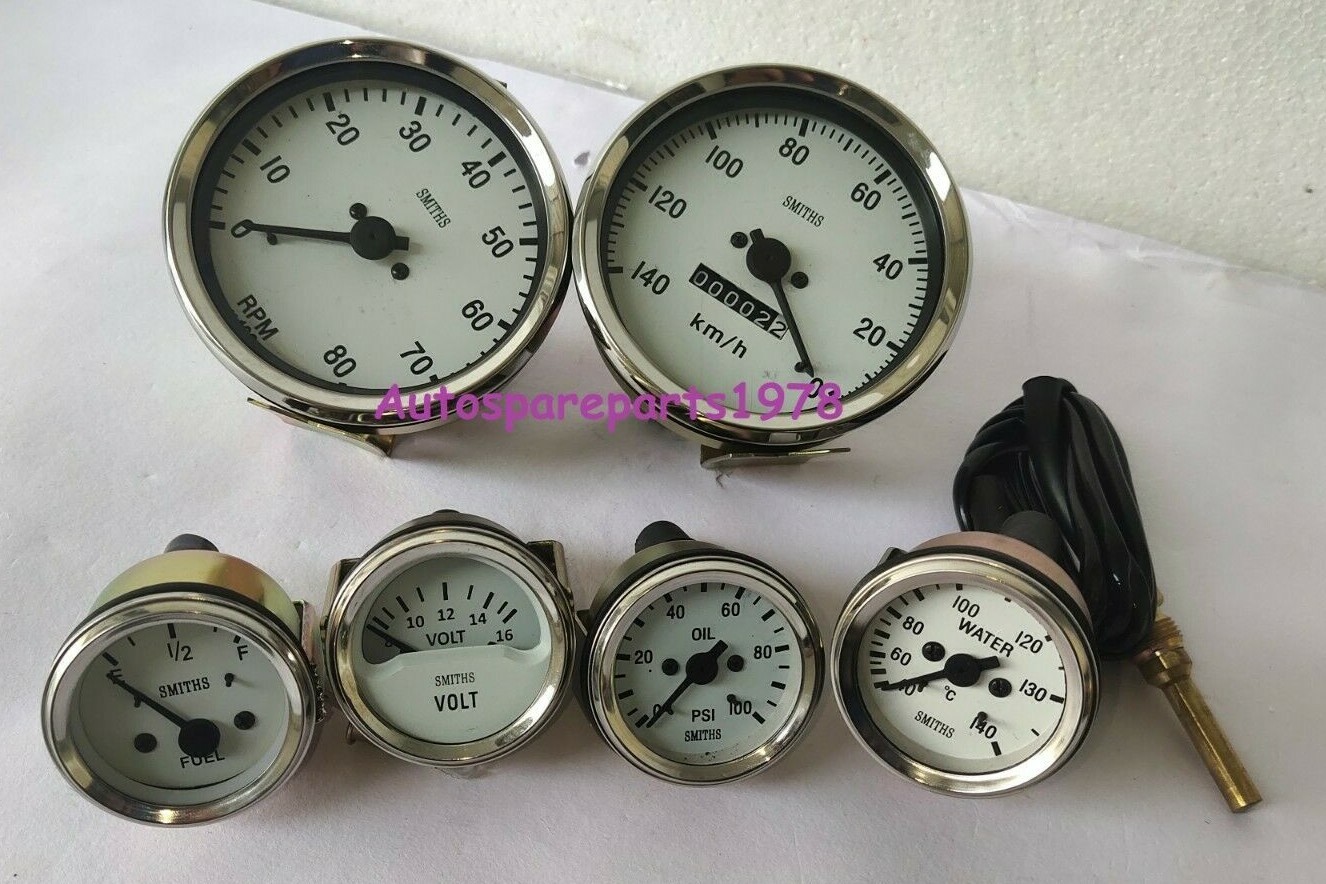 Smiths Kit 100 mm Speedo +Tacho +52mm Temp Oil Pressure Fuel volt Gauge ...