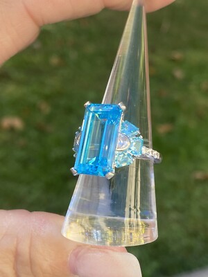 Jean Dousset Sterling Silver Absolute & Simulated Blue Topaz Cathedral ...