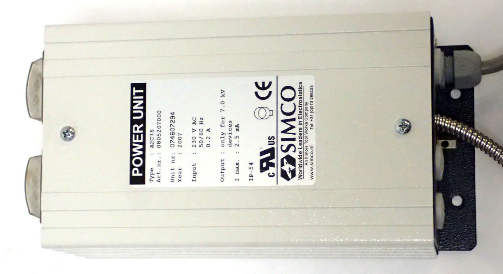 SIMCO A2C7S POWER UNIT IN: 230V AC 0.2A OUT: 7.0 kV w/ SMC REGULATOR ...