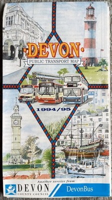 DEVON PUBLIC TRANSPORT MAP 1994/95~ County Council Maps~DoubleSided ...