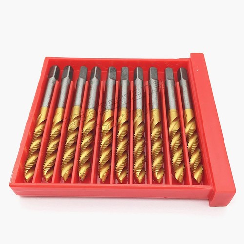 KLOT 10pcs HSS TiN Coated Plug Tap M3-M20 Spiral Flute Machine Metric ...