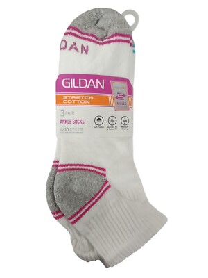 Gildan Ladies 3PAck Assorted Ankle Socks, 4-10 | eBay