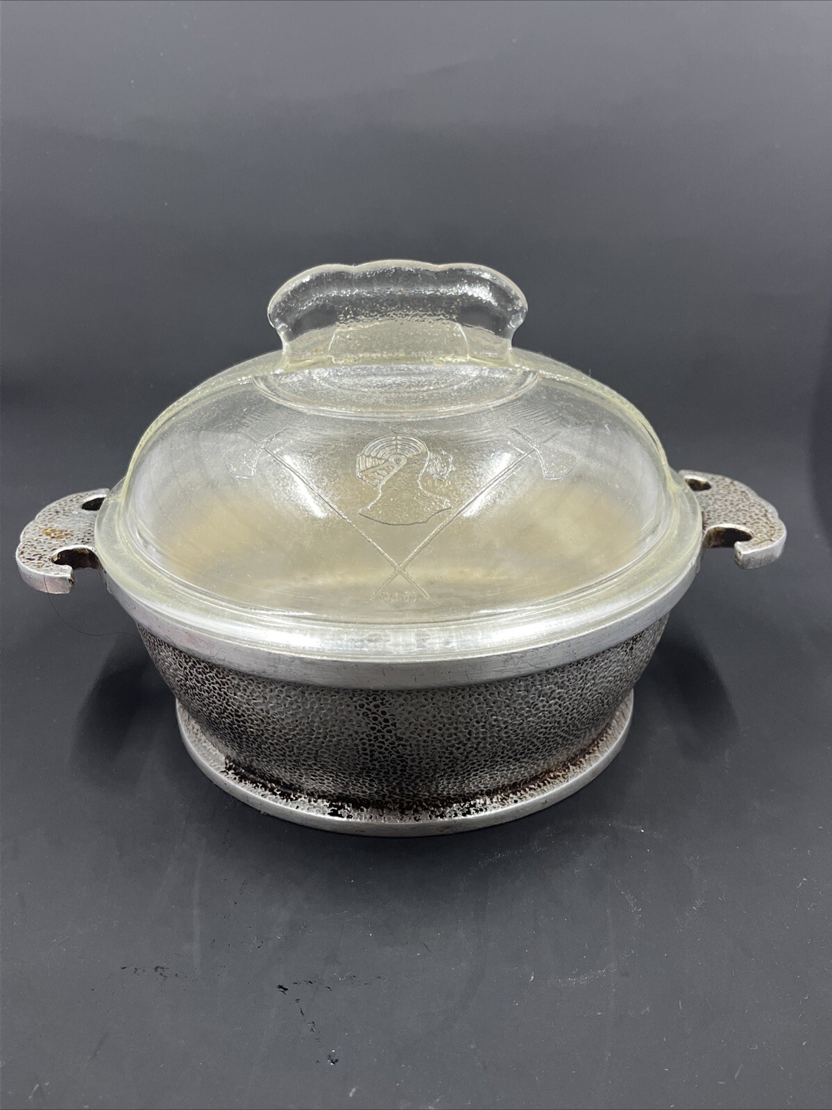 Vintage GUARDIAN SERVICE 7 inch Aluminum Casserole Dish pan with glass ...