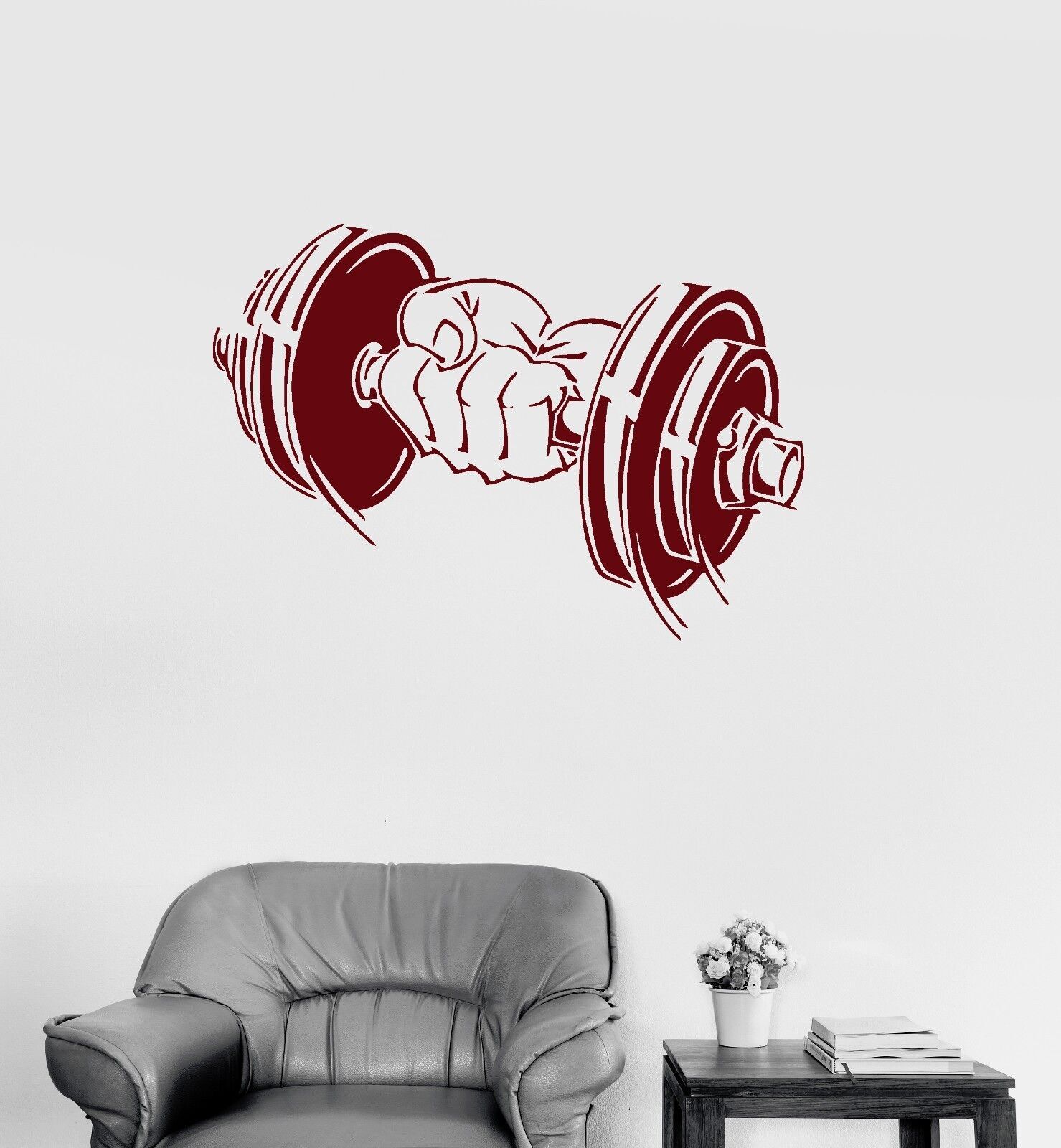 Vinyl Decal Dumbbell Muscled Sport Gym Arm Fitness Wall Stickers ...