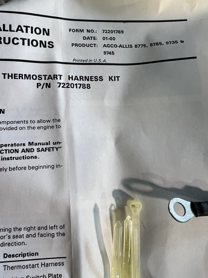 AGCO-ALLIS THERMOSTAT KIT 72201788 ALLIS 8775, 8785, 9735, 9745 | eBay