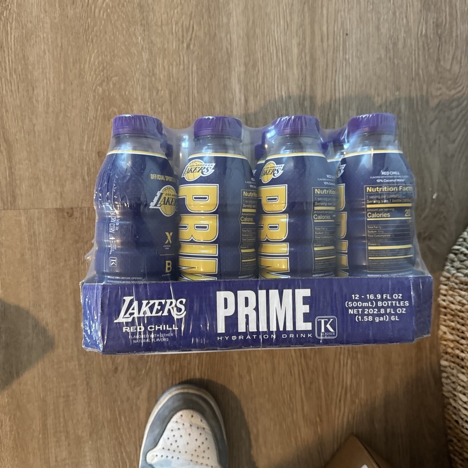 (12) Lakers Red Chill Rare Prime Energy Hydration Drink NEW 16oz Sealed ...