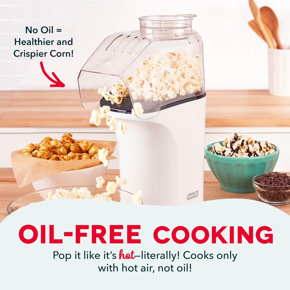 DASH Hot Air Popcorn Popper Maker with Measuring Cup to Portion Popping ...