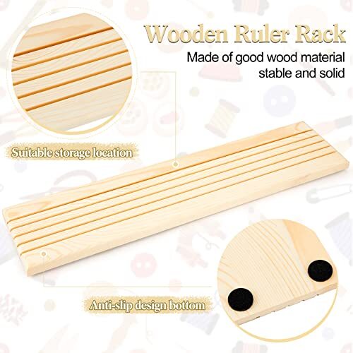 2 Pieces Wooden Ruler Rack Quilting Ruler Rack Organizer Quilting Ruler ...
