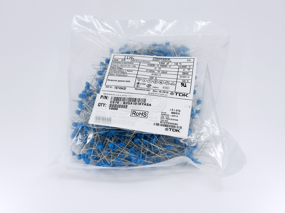 50PCS CS70-B2GA101K CS101K TDK 100pF 10% X1 Y2 250VAC 2.6KV Ceramic ...