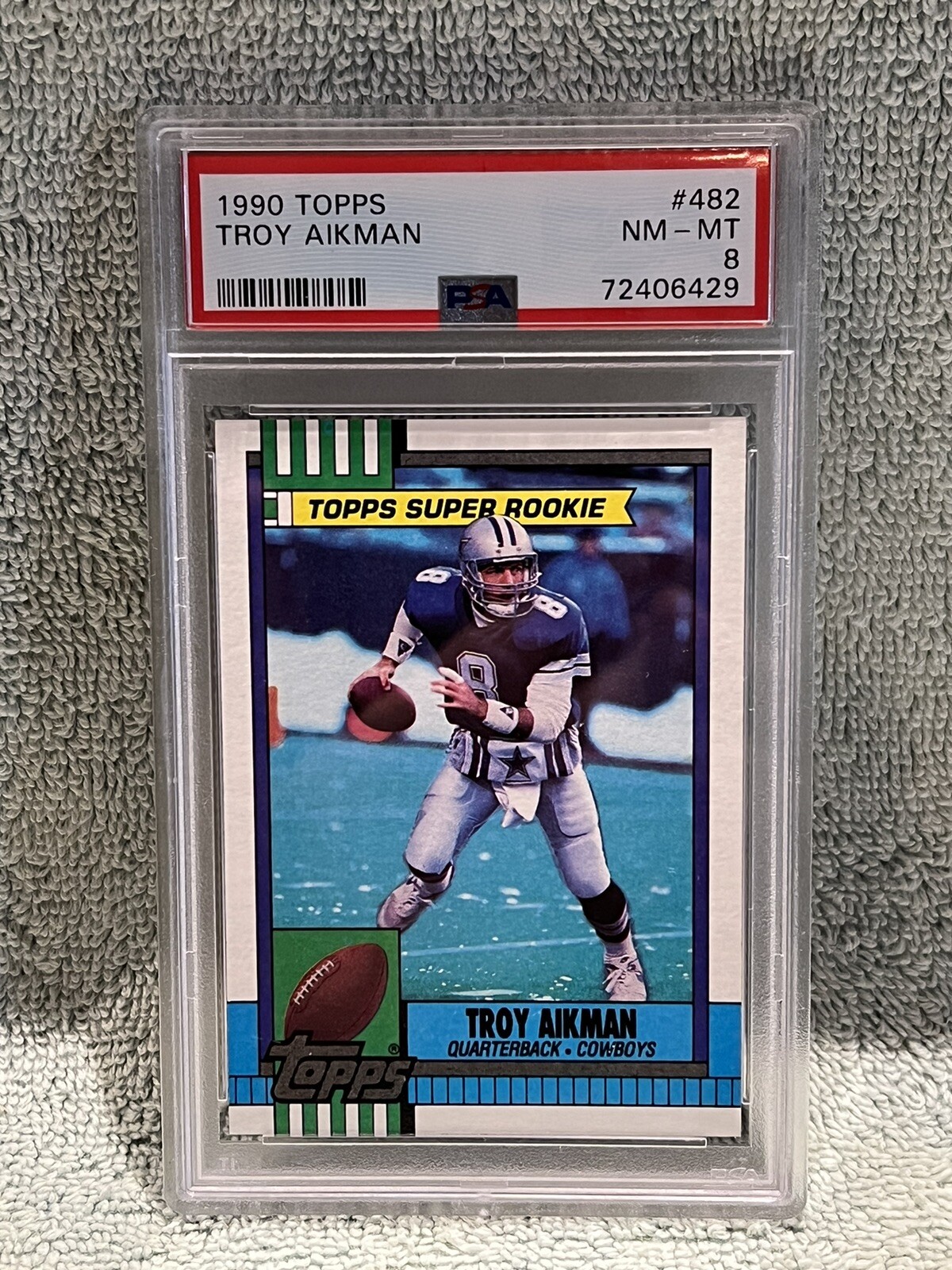 1990 Topps FB Card #482 Troy Aikman SUPER ROOKIE HOF PSA 8 NM-MT | eBay