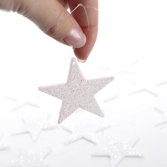 Bulk Pack of 72 Small 2" White Iridescent Glitter Star Ornaments | eBay