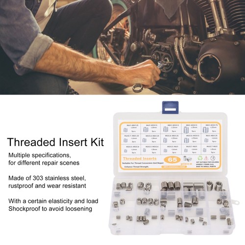 65PCS Threaded Insert Assortment Kit 303 Thread Repair Sleeves Reducing ...