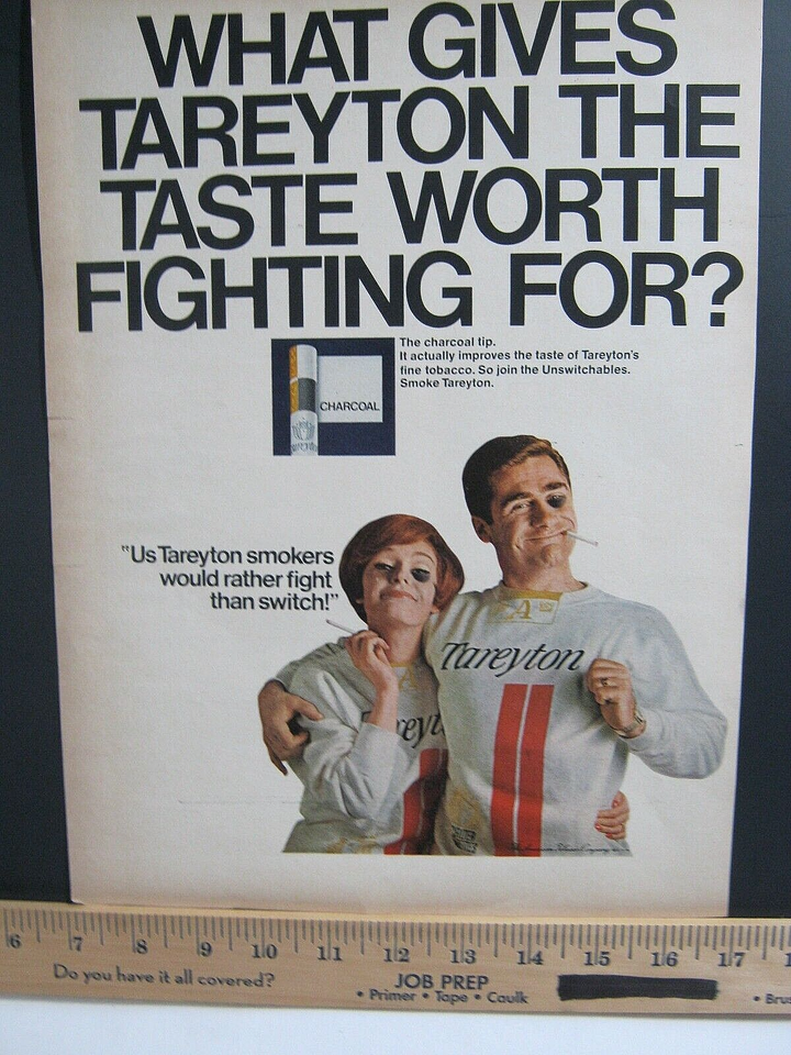 1967 Vintage Print Ad Tareyton Cigarettes Smokers Tobacco Charcoal Tip ...