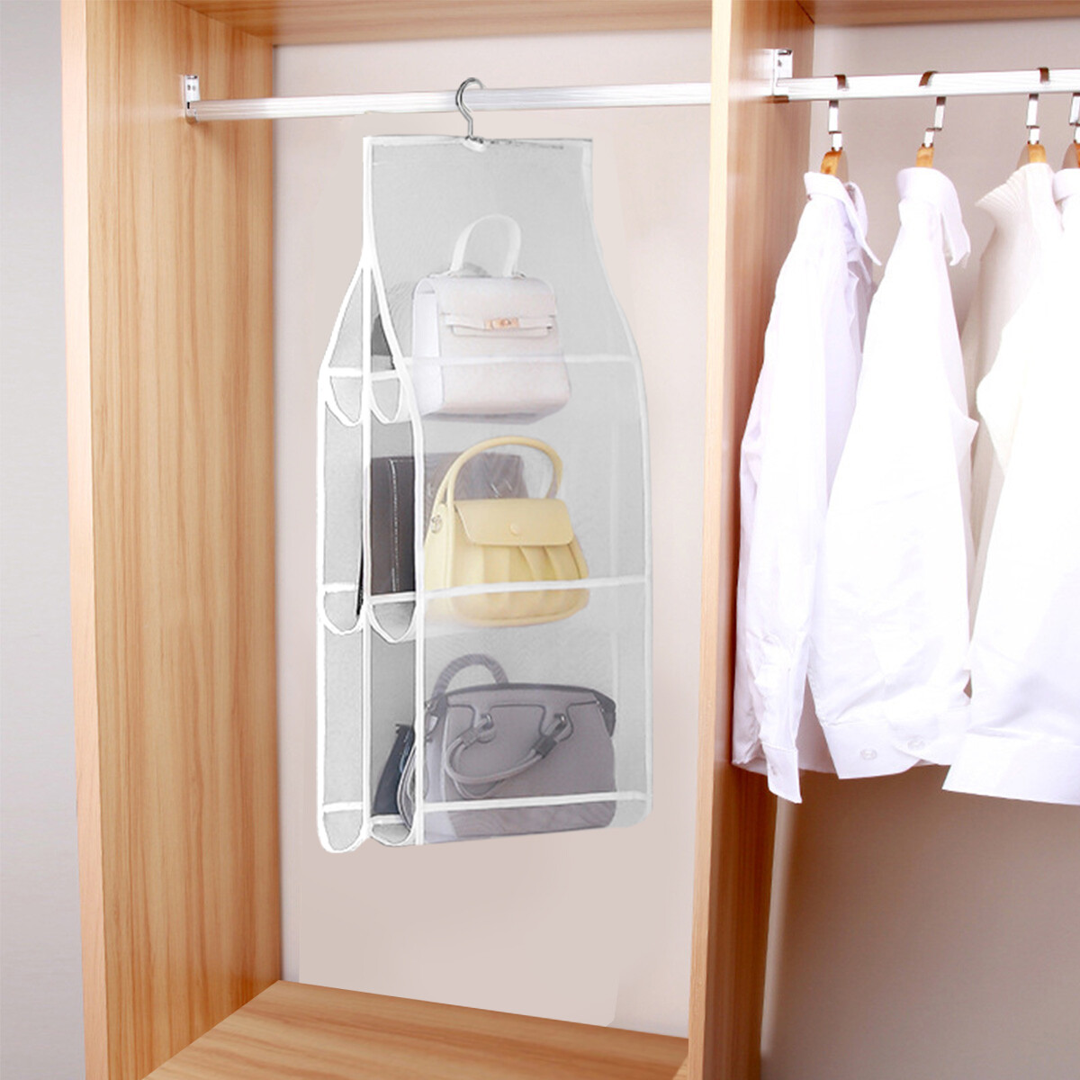 6/8 Pocket Hanging Storage Bag Double-sided Handbag Holder Organizer ...