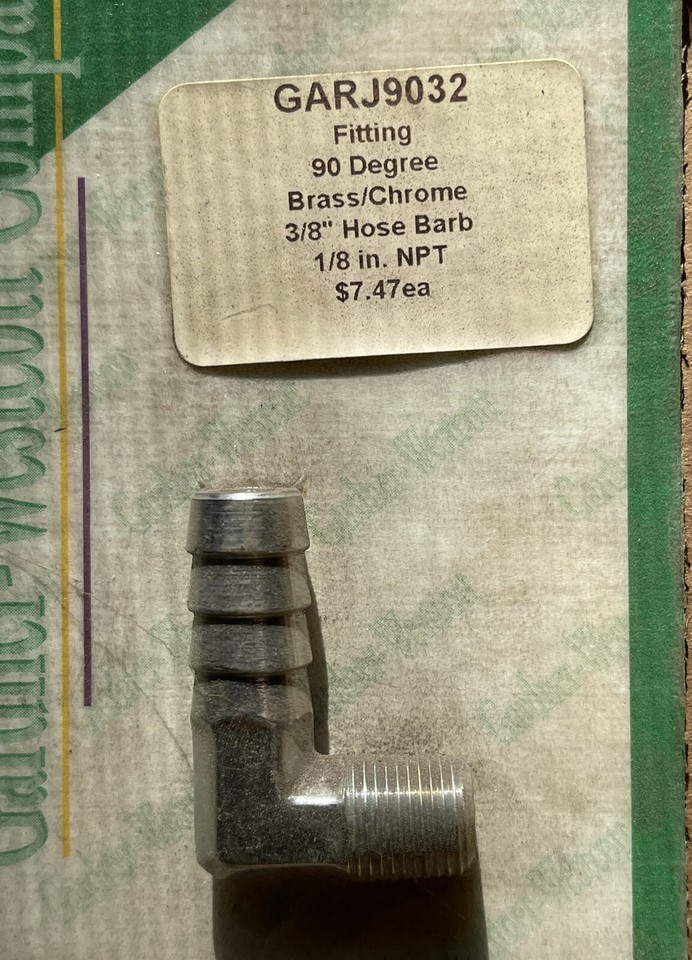 GARDNER-WESTCOTT J9032 90 DEGREE HOSE BARB MALE FITTING CHROME 3/8 HOSE 1/8 PIPE | eBay