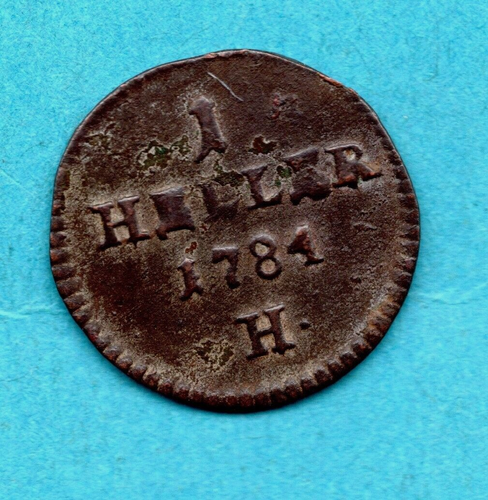 1784 H HELLER COIN. COPPER. GUNZBURG MINT. GERMAN STATES. FURTHER ...