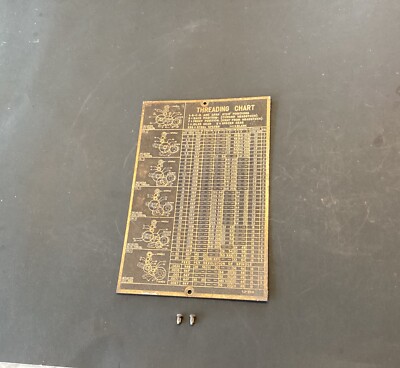 Vintage Atlas Craftsman 10 12” Metal Lathe Threading Chart / Tag Change ...
