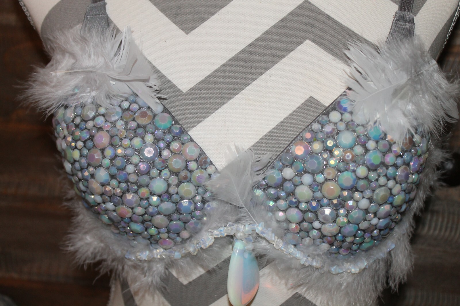Decorative Bra - Handmade - Iridescent Sparkly & Feathers | eBay