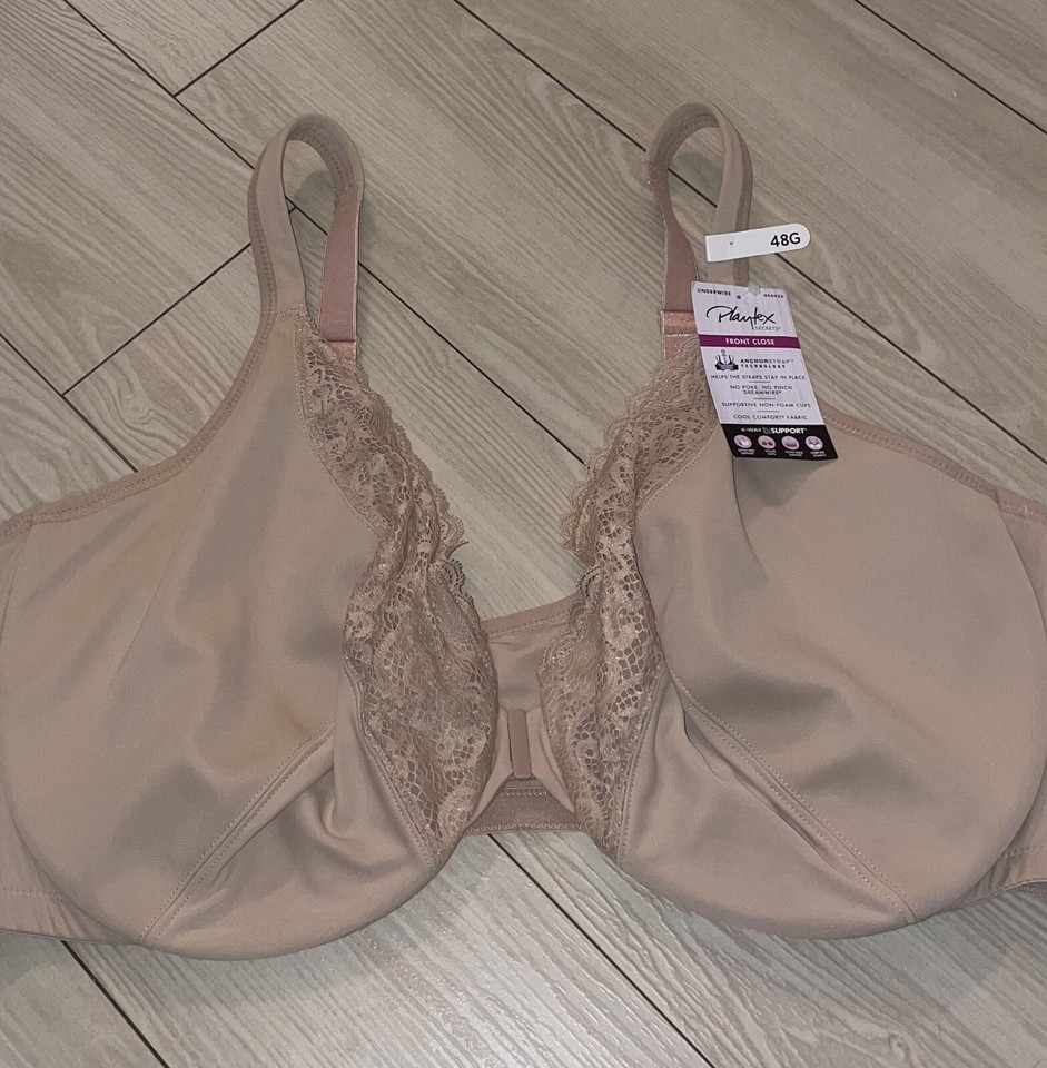 Playtex Secrets 4423 Front Close Unljned Underwire Bra Lace Womens 48G ...