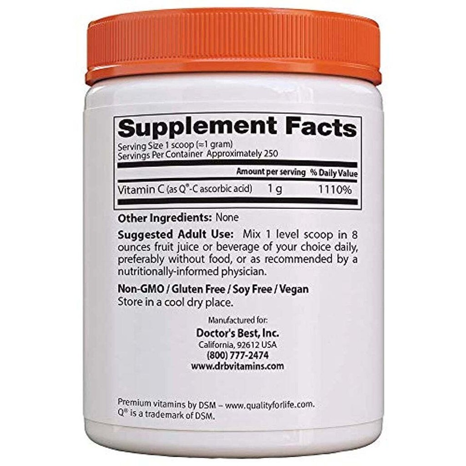 Doctor's Best Vitamin C Powder with Quali-C, Healthy Immune System 250g ...