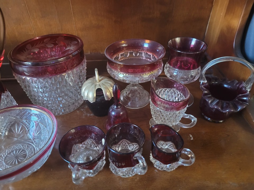 Complete ruby red glassware set. Vintage from the 1930's. | eBay