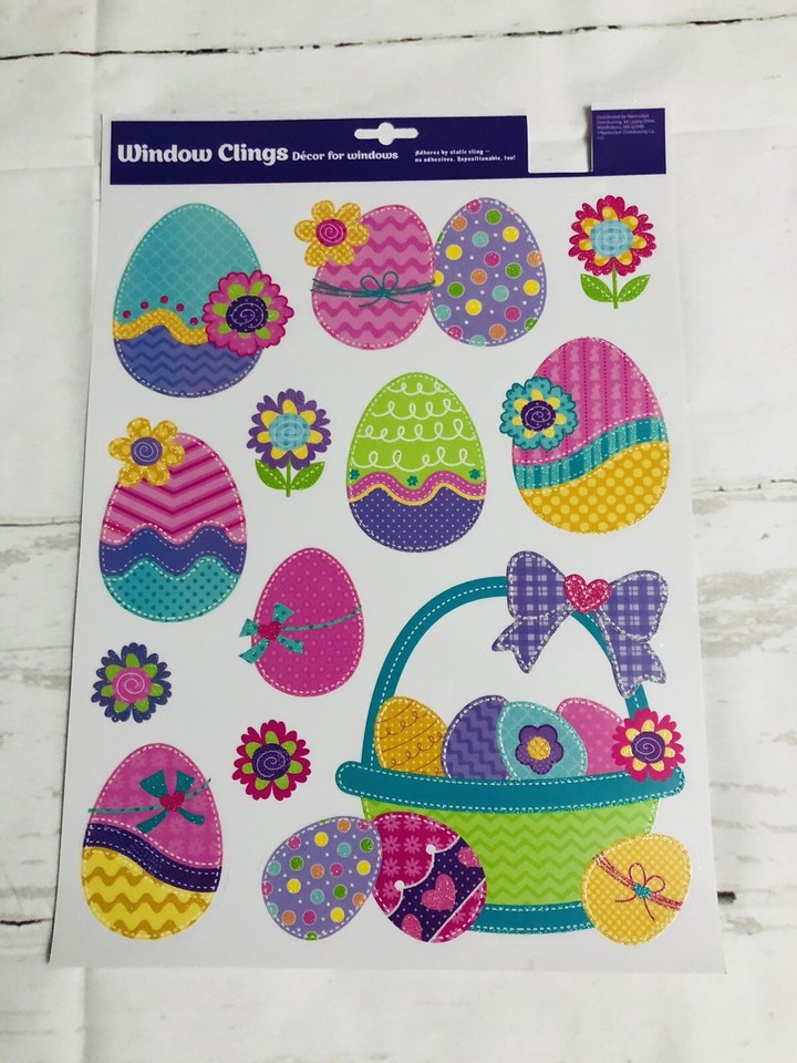 EASTER Window Clings Colorful Easter Basket And Eggs | eBay
