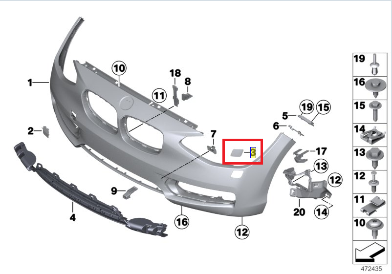 BMW GENUINE 1 2 SERIES PRIMED HEADLIGHT WASHER JET COVER SET ...