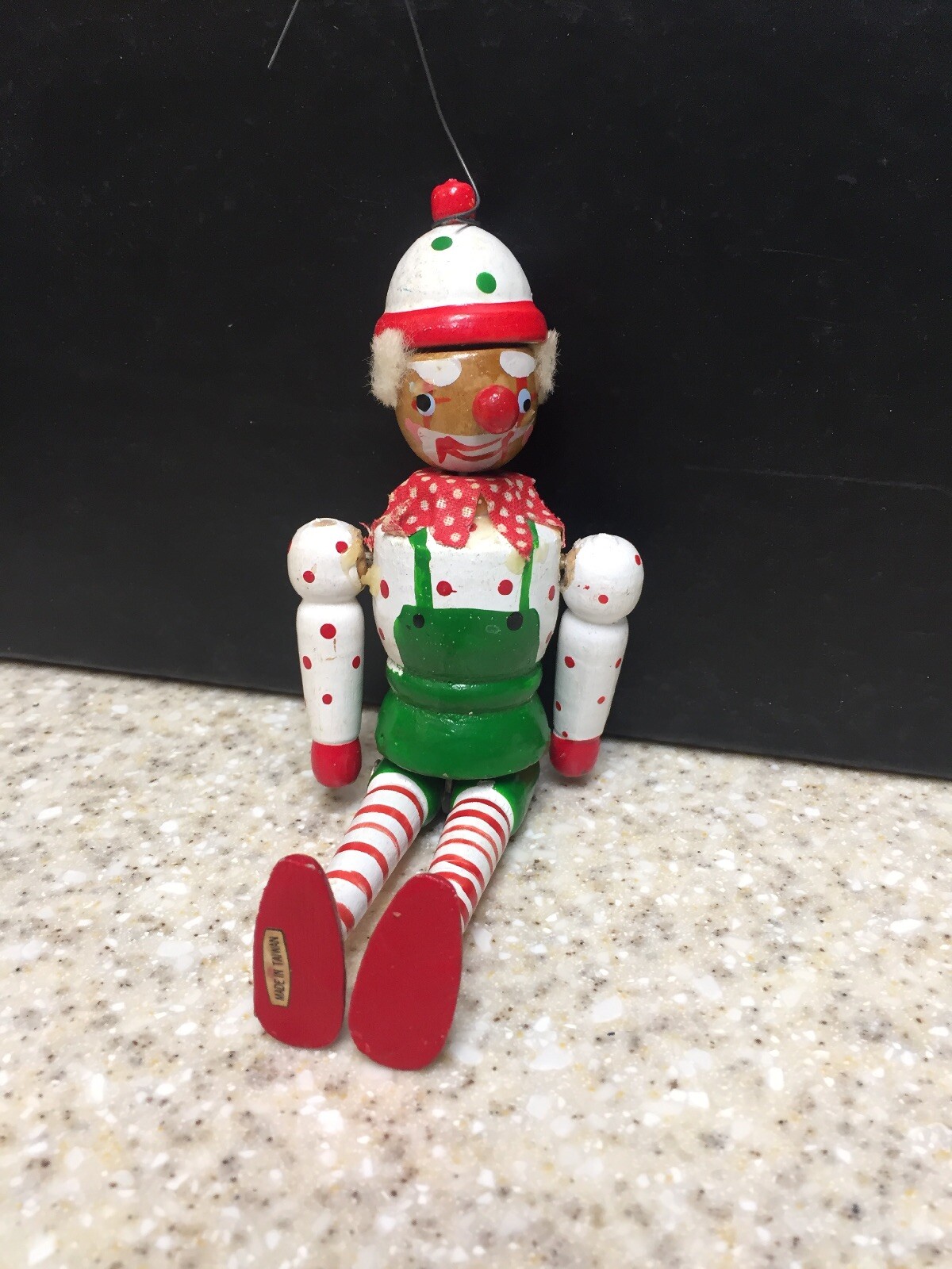 Vintage Cute Hideous Wood Pull String Jester Clown Puppet Ornament 7.5 ...