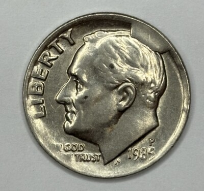 1985-P Roosevelt Dime Cud Dime - Die Break Error | eBay