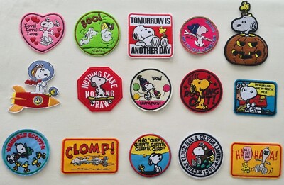 Snoopy Charlie Brown Peanuts Woodstock Cartoon Iron Sew on Patches ...