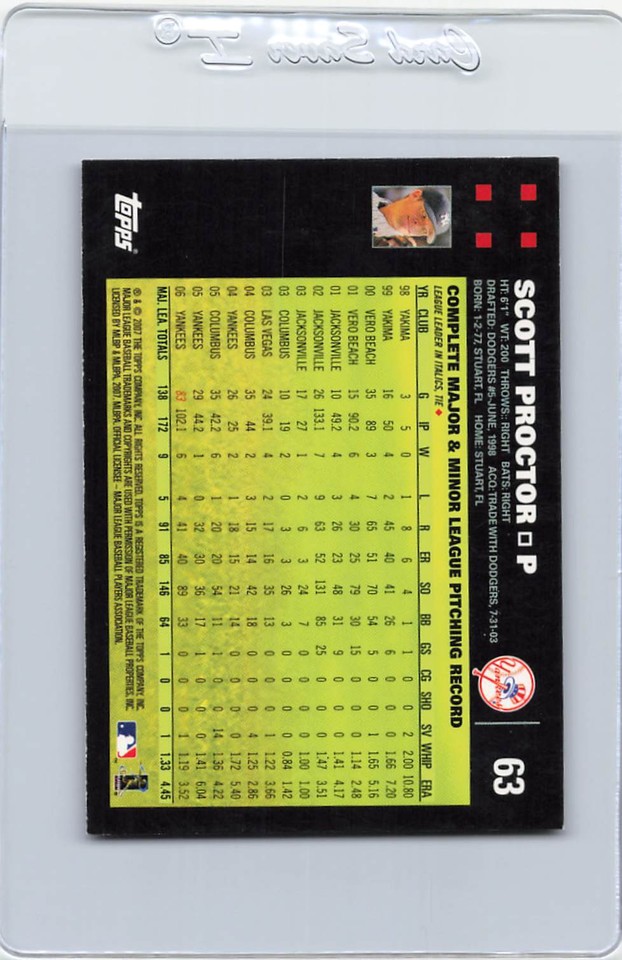 2007 Topps #63 Scott Proctor Yankees Signed Auto *J2934 | eBay